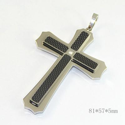 China Trendy Stainless Steel CZ Crystal Stones Inlay Cross Plus Symbol Necklace Pendant LDC237 for sale