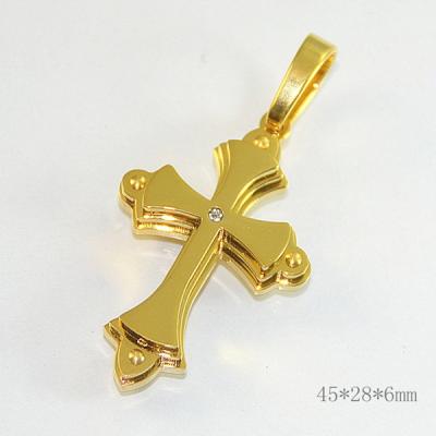 China Trendy Stainless Steel CZ Crystal Stones Inlay Cross Plus Symbol Necklace Pendant LDC239 for sale