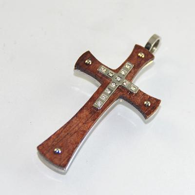 China Trendy Stainless Steel CZ Crystal Stones Inlay Cross Plus Symbol Necklace Pendant LDC246 for sale