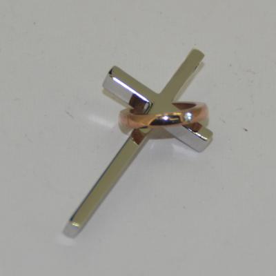 China Trendy Stainless Steel CZ Crystal Stones Inlay Cross Plus Symbol Necklace Pendant LDC240 for sale