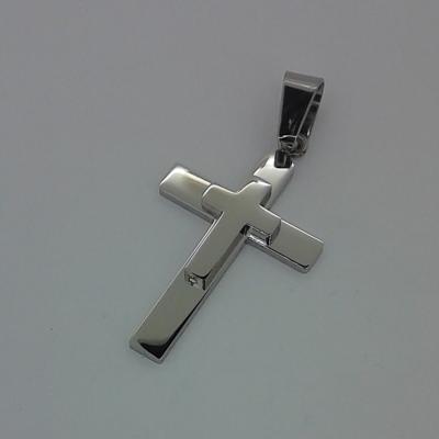 China Trendy Stainless Steel CZ Crystal Stones Inlay Cross Plus Symbol Necklace Pendant LDC245 for sale
