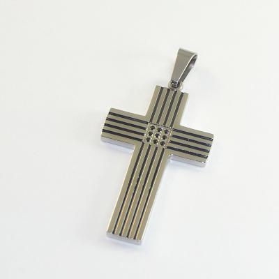 China Trendy Stainless Steel CZ Crystal Stones Inlay Cross Plus Symbol Necklace Pendant LDC234-1 for sale