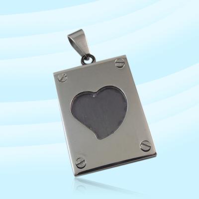 China 316L Stainless Steel Rectangle Square Shaped Necklace Pendant LPS0043-2 for sale