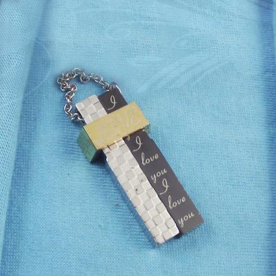 China 316L Stainless Steel Rectangle Square Shaped Necklace Pendant LPS0061 for sale
