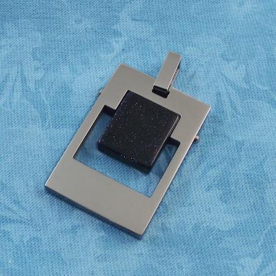 China 316L Stainless Steel Rectangle Square Shaped Necklace Pendant LPS0184-1 for sale