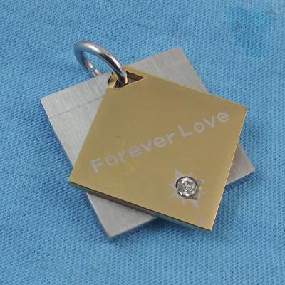 China 316L Stainless Steel Rectangle Square Shaped Necklace Pendant LPS0211 for sale