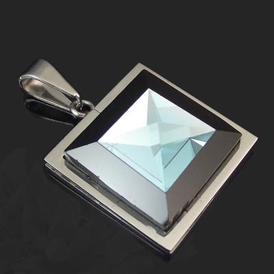 China 316L Stainless Steel Rectangle Square Shaped Necklace Pendant LPS0213 for sale