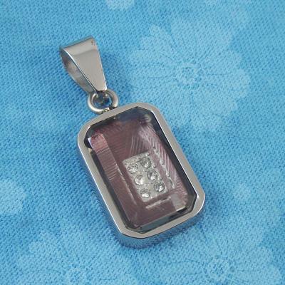 China 316L Stainless Steel Rectangle Square Shaped Necklace Pendant LPS0196 for sale