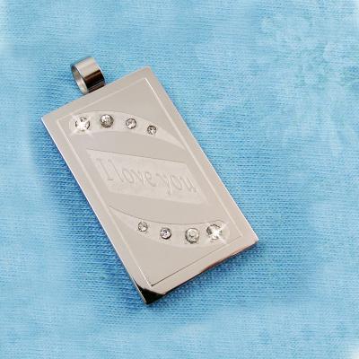 China 316L Stainless Steel Rectangle Square Shaped Necklace Pendant LPS0112 for sale
