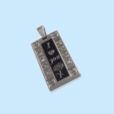 China 316L Stainless Steel Rectangle Square Shaped Necklace Pendant LPS0172-s for sale
