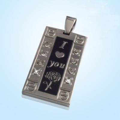 China 316L Stainless Steel Rectangle Square Shaped Necklace Pendant LPS0172-m for sale