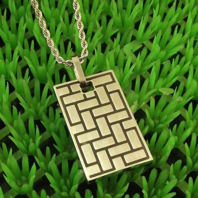 China 316L Stainless Steel Rectangle Square Shaped Necklace Pendant LPS0234 for sale
