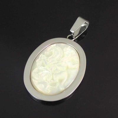 China Supper Fashion Colorful White Black Pearl Shell Inlay Stainless Steel Pendant LSP0013 for sale