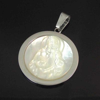 China Supper Fashion Colorful White Black Pearl Shell Inlay Stainless Steel Pendant LSP0014 for sale