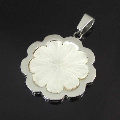 China Supper Fashion Colorful White Black Pearl Shell Inlay Stainless Steel Pendant LSP0003 for sale