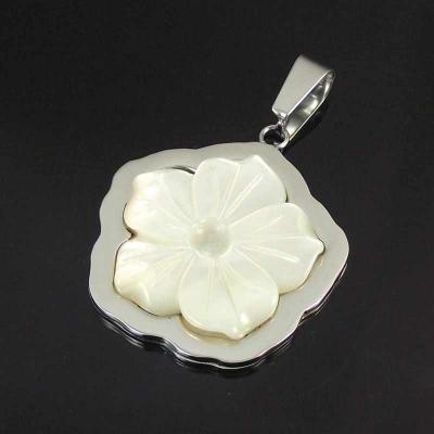 China Supper Fashion Colorful White Black Pearl Shell Inlay Stainless Steel Pendant LSP0007 for sale