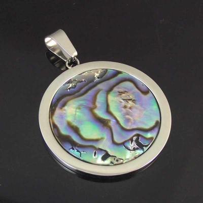 China Supper Fashion Colorful White Black Pearl Shell Inlay Stainless Steel Pendant LSP0010 for sale
