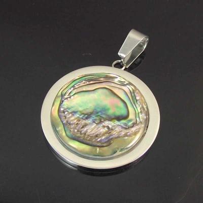 China Supper Fashion Colorful White Black Pearl Shell Inlay Stainless Steel Pendant LSP0008 for sale