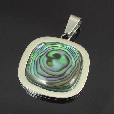 China Supper Fashion Colorful White Black Pearl Shell Inlay Stainless Steel Pendant LSP0009 for sale