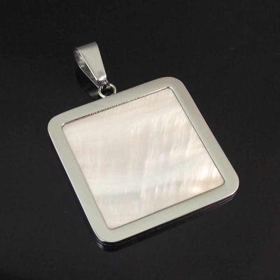 China Supper Fashion Colorful White Black Pearl Shell Inlay Stainless Steel Pendant LSP0001 for sale