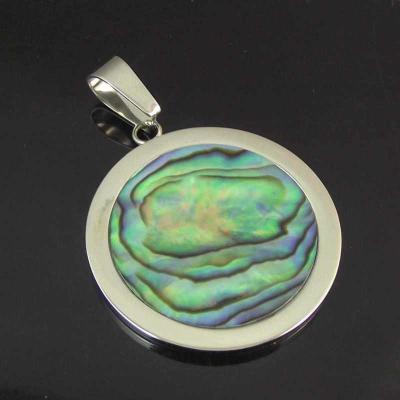 China Supper Fashion Colorful White Black Pearl Shell Inlay Stainless Steel Pendant LSP0011 for sale