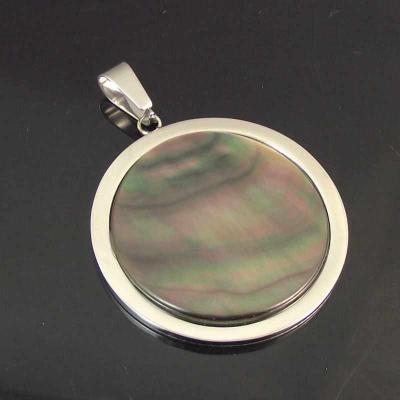 China Supper Fashion Colorful White Black Pearl Shell Inlay Stainless Steel Pendant LSP0012 for sale