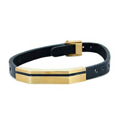 China Europ American Fashion Trendy Stainless Steel Geniune PU Leather Bracelet Bangle LBL146 for sale