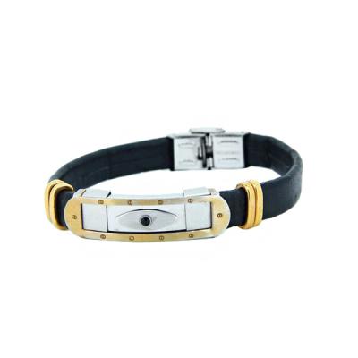 China Europ American Fashion Trendy Stainless Steel Geniune PU Leather Bracelet Bangle LBL154 for sale