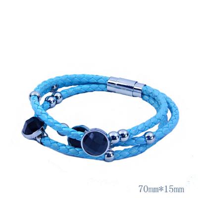 China Europ American Fashion Trendy Stainless Steel Geniune PU Leather Bracelet Bangle LBL159 for sale