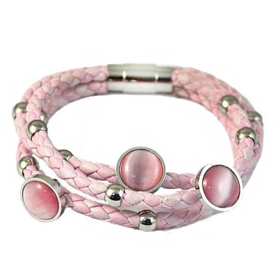 China Europ American Fashion Trendy Stainless Steel Geniune PU Leather Bracelet Bangle LBL156 for sale