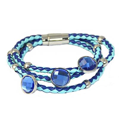 China Europ American Fashion Trendy Stainless Steel Geniune PU Leather Bracelet Bangle LBL157 for sale