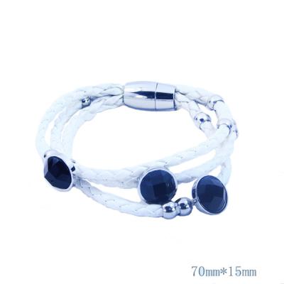 China Europ American Fashion Trendy Stainless Steel Geniune PU Leather Bracelet Bangle LBL158 for sale