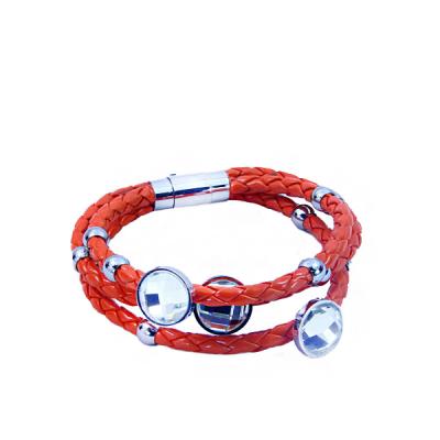 China Europ American Fashion Trendy Stainless Steel Geniune PU Leather Bracelet Bangle LBL160 for sale