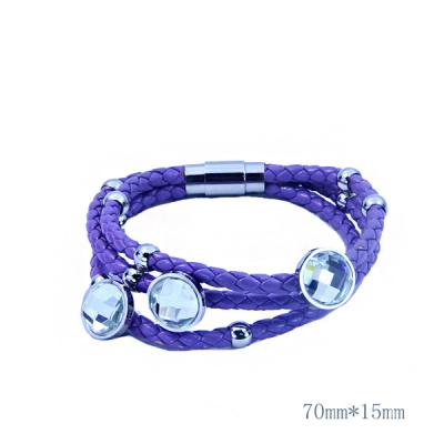 China Europ American Fashion Trendy Stainless Steel Geniune PU Leather Bracelet Bangle LBL161 for sale