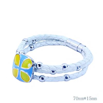 China Europ American Fashion Trendy Stainless Steel Geniune PU Leather Bracelet Bangle LBL177 for sale