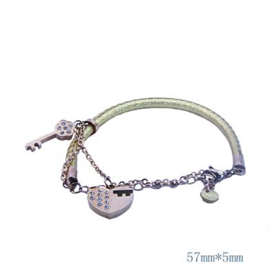 China Europ American Fashion Trendy Stainless Steel Geniune PU Leather Bracelet Bangle LBL174 for sale