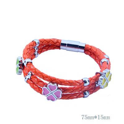 China Europ American Fashion Trendy Stainless Steel Geniune PU Leather Bracelet Bangle LBL175 for sale