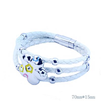 China Europ American Fashion Trendy Stainless Steel Geniune PU Leather Bracelet Bangle LBL176 for sale