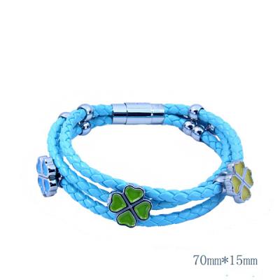 China Europ American Fashion Trendy Stainless Steel Geniune PU Leather Bracelet Bangle LBL182 for sale