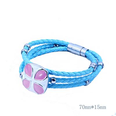 China Europ American Fashion Trendy Stainless Steel Geniune PU Leather Bracelet Bangle LBL178 for sale