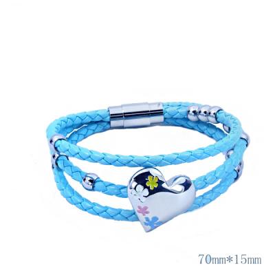 China Europ American Fashion Trendy Stainless Steel Geniune PU Leather Bracelet Bangle LBL179 for sale