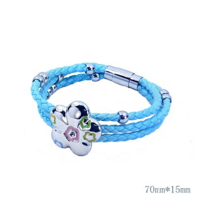 China Europ American Fashion Trendy Stainless Steel Geniune PU Leather Bracelet Bangle LBL181 for sale