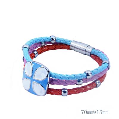 China Europ American Fashion Trendy Stainless Steel Geniune PU Leather Bracelet Bangle LBL184 for sale