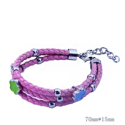 China Europ American Fashion Trendy Stainless Steel Geniune PU Leather Bracelet Bangle LBL185 for sale
