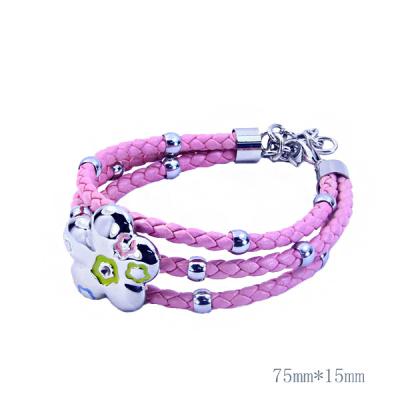 China Europ American Fashion Trendy Stainless Steel Geniune PU Leather Bracelet Bangle LBL190 for sale