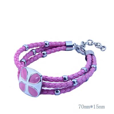 China Europ American Fashion Trendy Stainless Steel Geniune PU Leather Bracelet Bangle LBL188 for sale