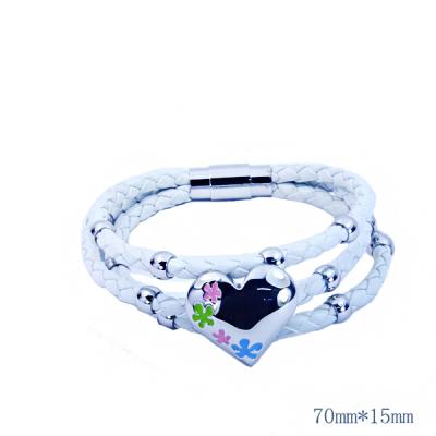 China Europ American Fashion Trendy Stainless Steel Geniune PU Leather Bracelet Bangle LBL189 for sale