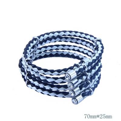 China Europ American Fashion Trendy Stainless Steel Geniune PU Leather Bracelet Bangle LBL196 for sale