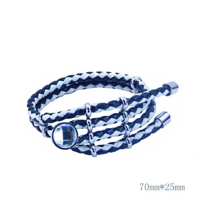 China Europ American Fashion Trendy Stainless Steel Geniune PU Leather Bracelet Bangle LBL194 for sale