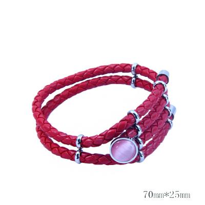 China Europ American Fashion Trendy Stainless Steel Geniune PU Leather Bracelet Bangle LBL195 for sale